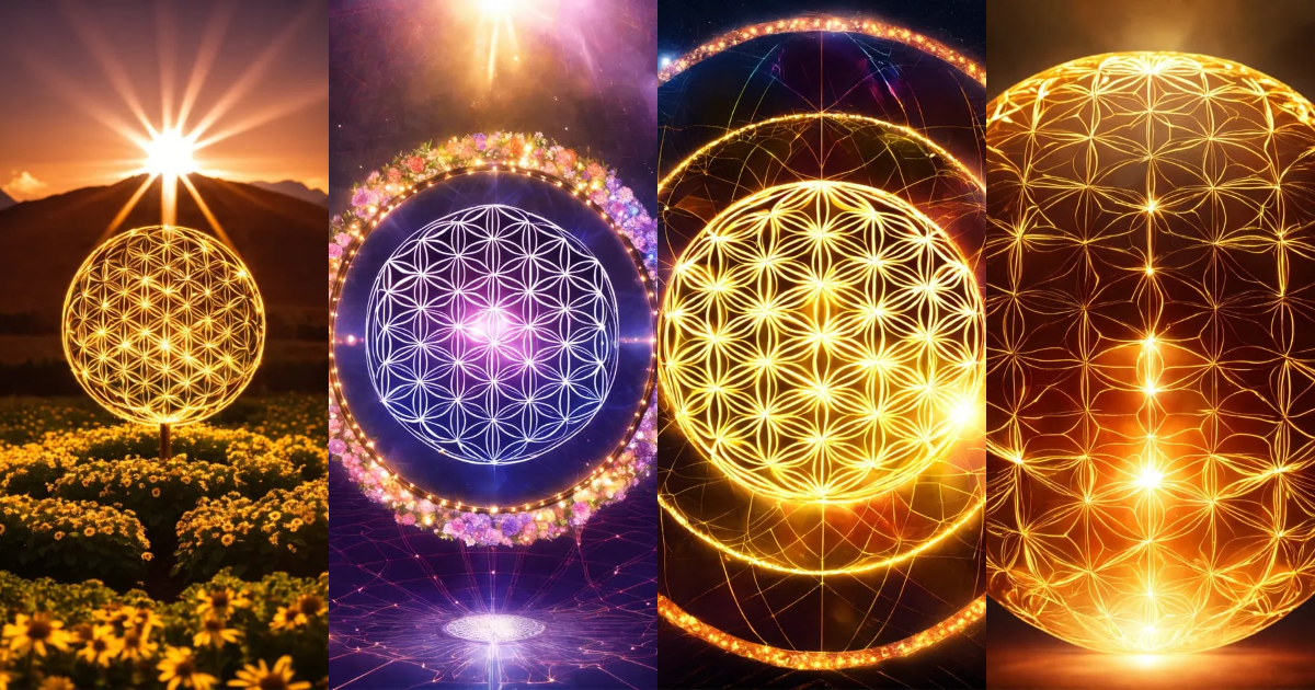 Lexica - Light grid with the flower of life, bright light around the ...