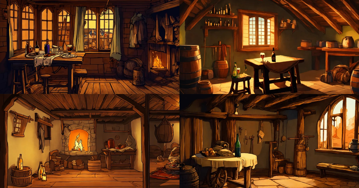 Lexica - Interior of a medieval house of a tanner with clothes of the ...