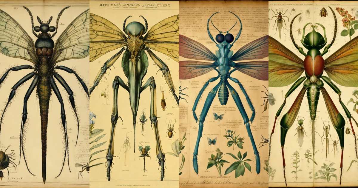 Lexica - Plant and insect hybrid alien, background sketches, graphics ...