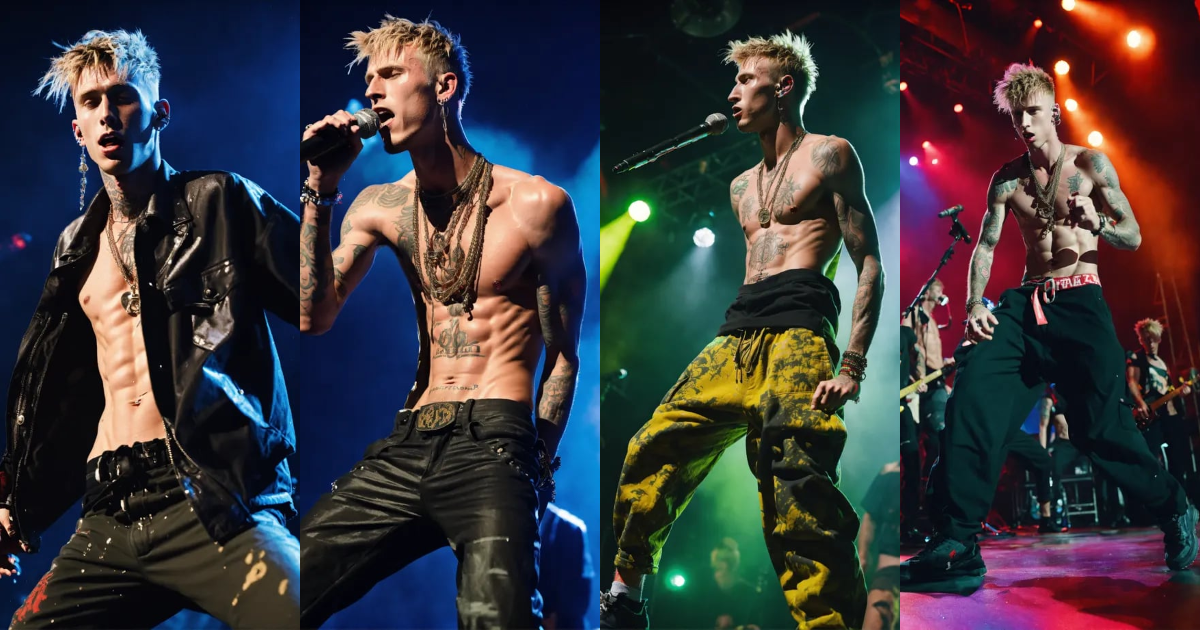 Lexica - An impressive realistic photo of machine gun kelly performing ...
