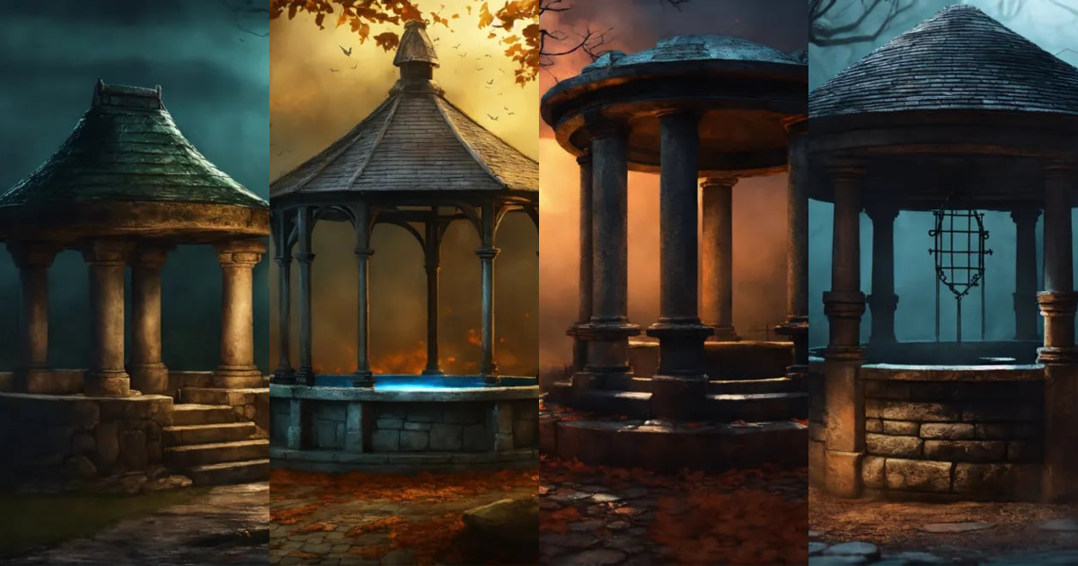 Lexica - A haunted well with dark fantasy background