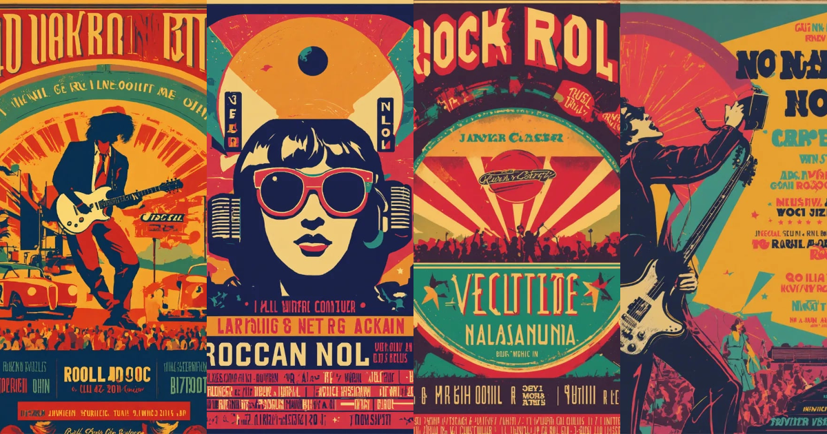Lexica - A retro-style poster showcasing a classic rock 'n' roll ...