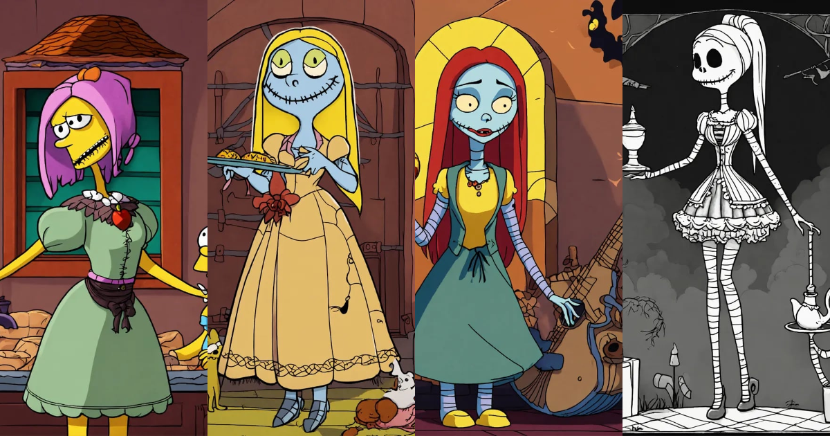 Lexica - Sally from the Nightmare Before Christmas in the simpsons style