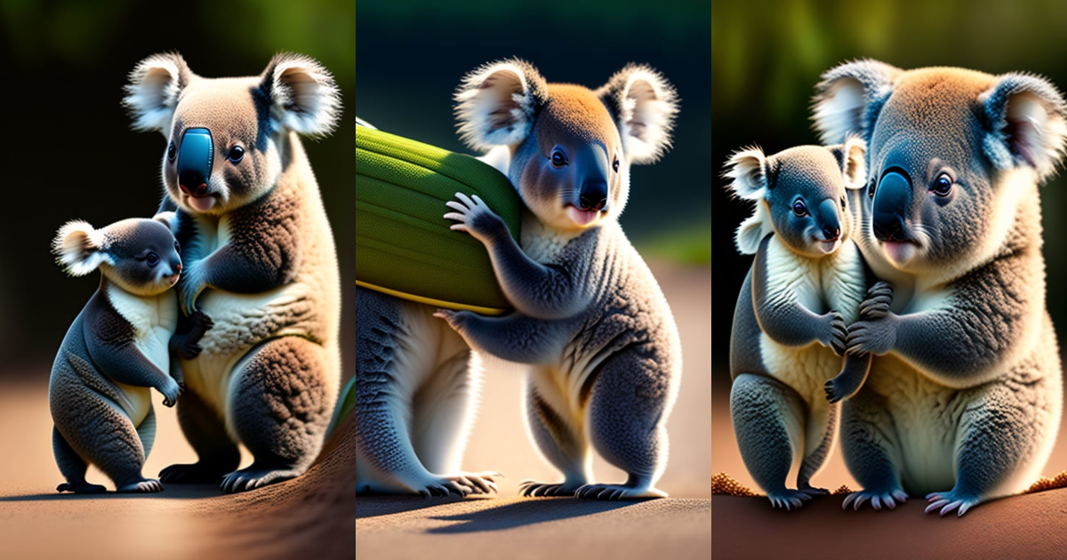 Lexica - Very long and thin onion attacking an old baby koala wearing ...