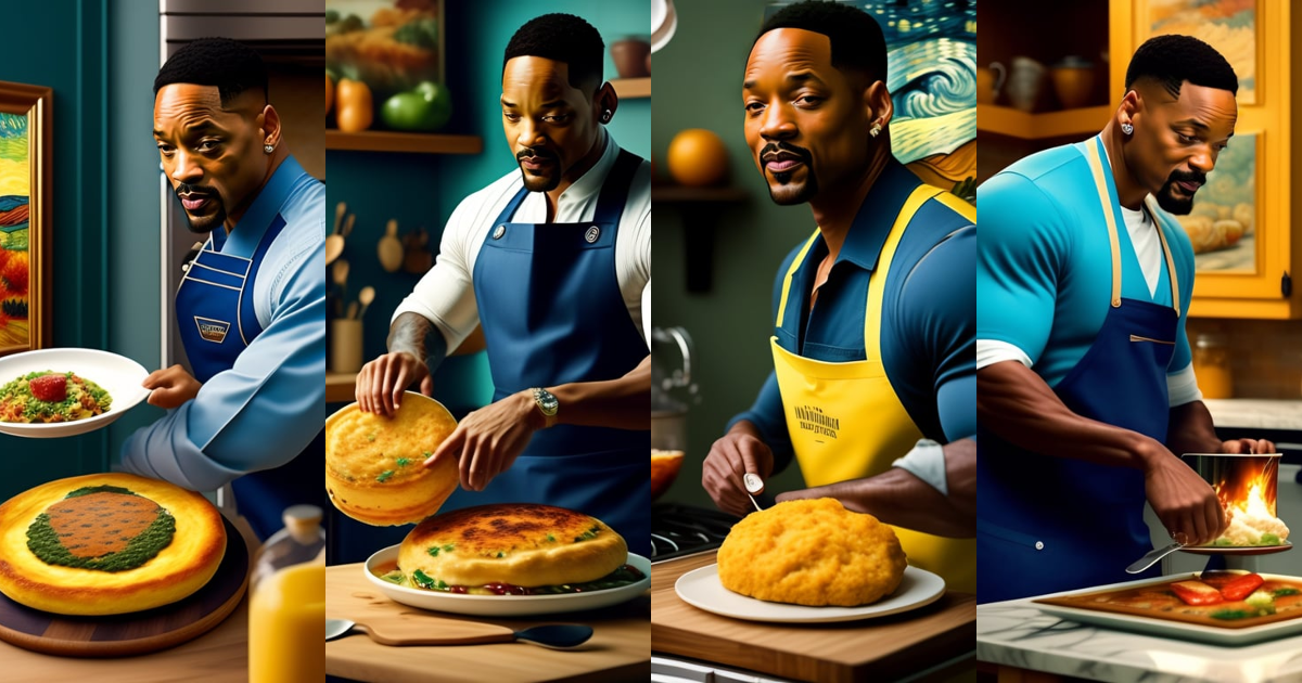 Lexica - A picture of Will Smith cooking as Van Gogh style