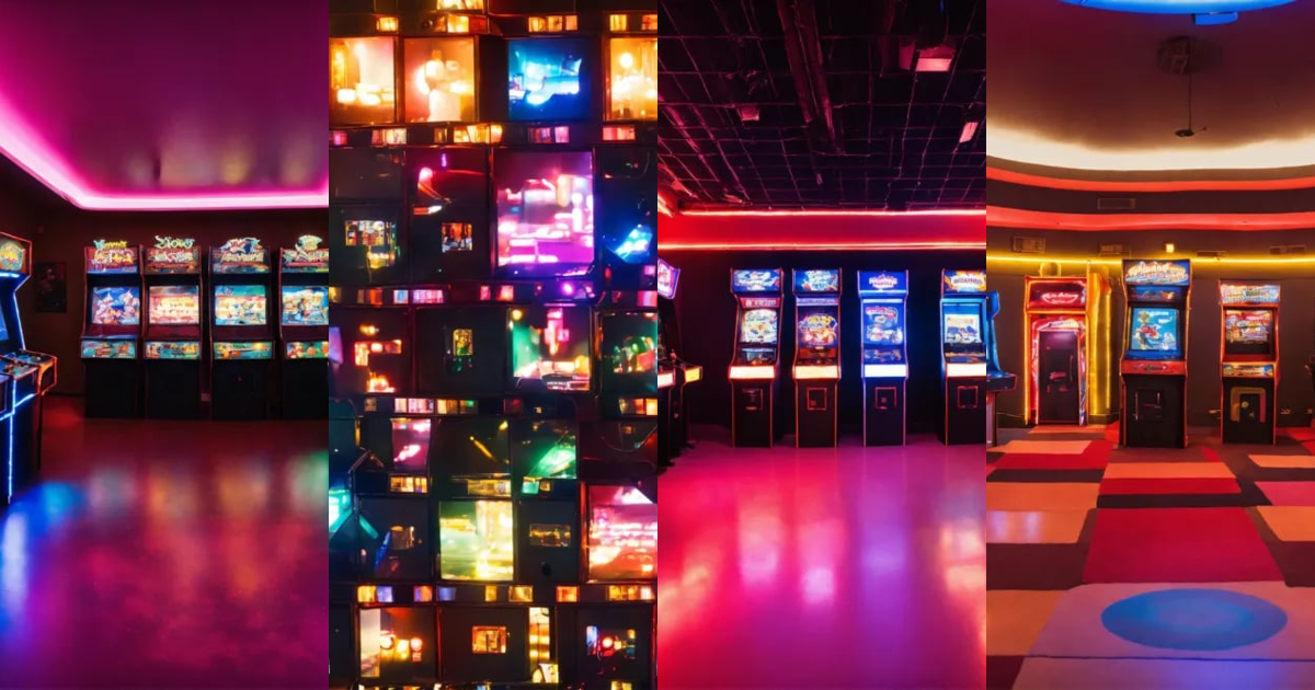 Lexica - Sci Fi retro arcade with lots of lights and a central circular ...