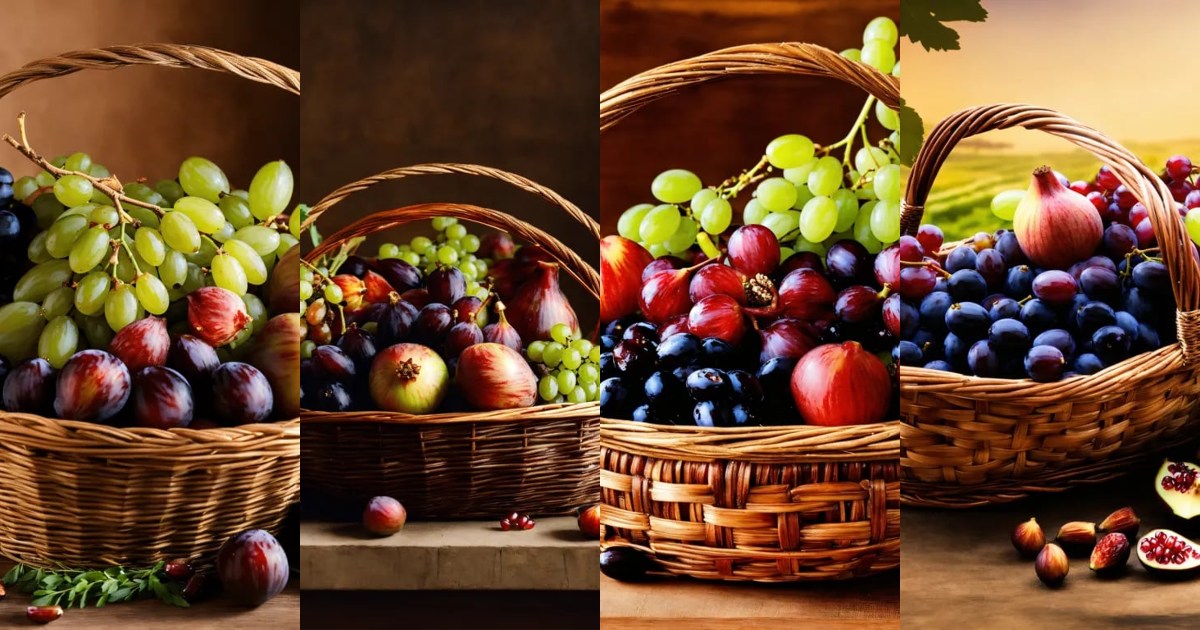 Lexica - A beautiful basket inside Grapes, dates, olives, beautiful ...