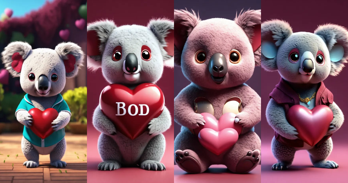 Lexica - A cute 3D model koala character in a matrix, big eyes ...