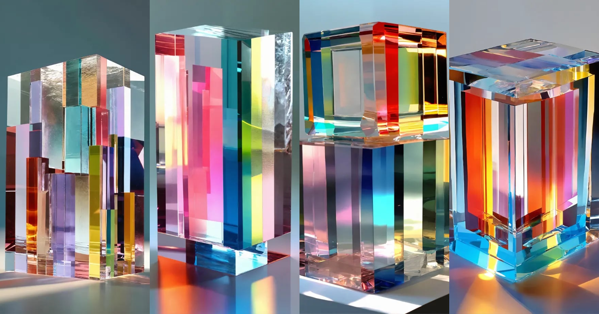 Lexica - Acrylic crystal block sculpture, multi colored acrylic block ...