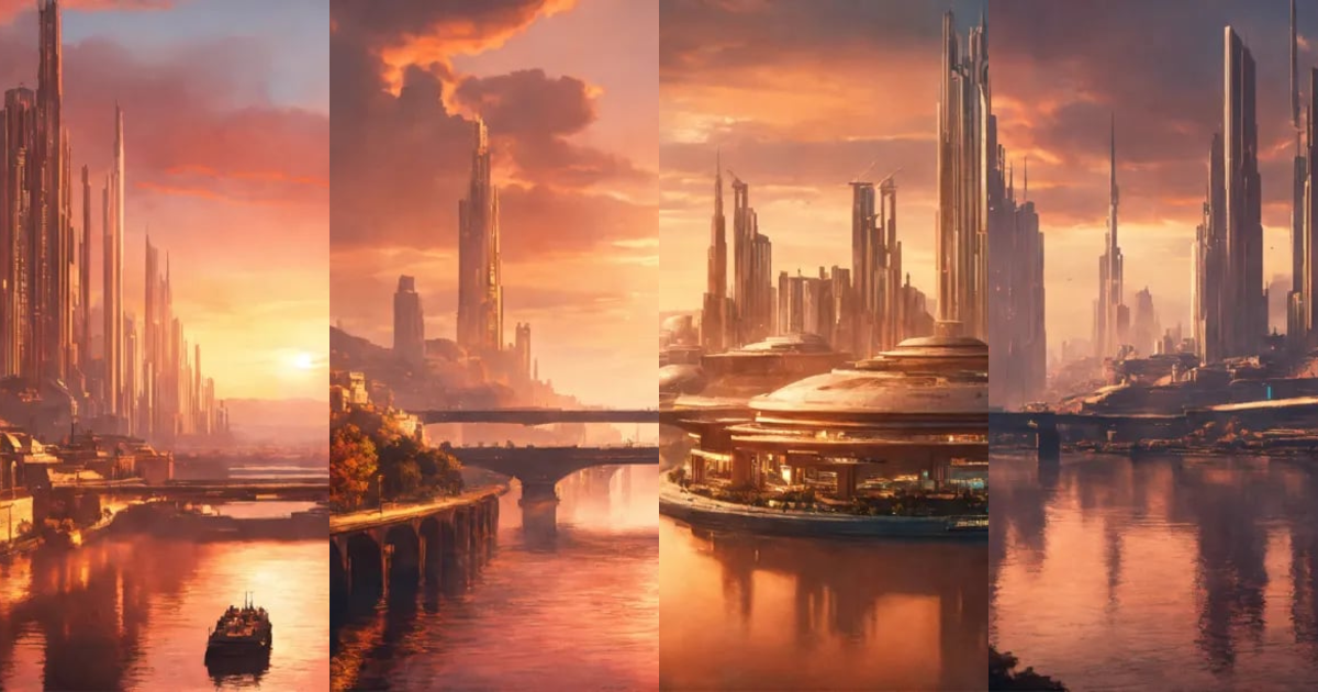 Lexica - Epic futuristic city on the other side of a river inspired by ...