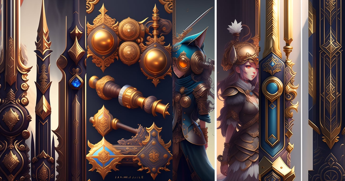 Lexica - A set of 2d weapons, an ultrafine detailed painting by james jean, octopath traveler ...