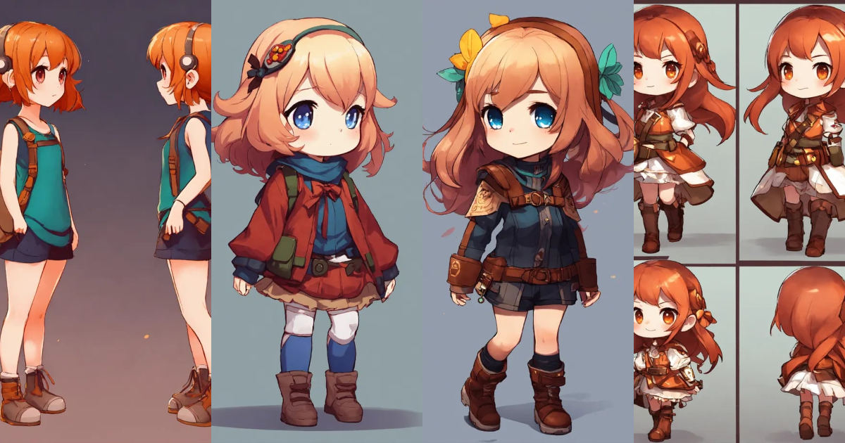 Lexica - Game art, girl, (walking), side view, full body view, chibi ...