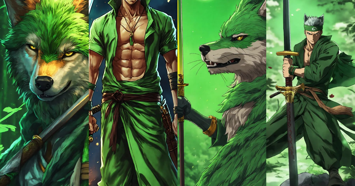 Lexica - Wolf draw in the style of roronoa zoro from one piece with the ...