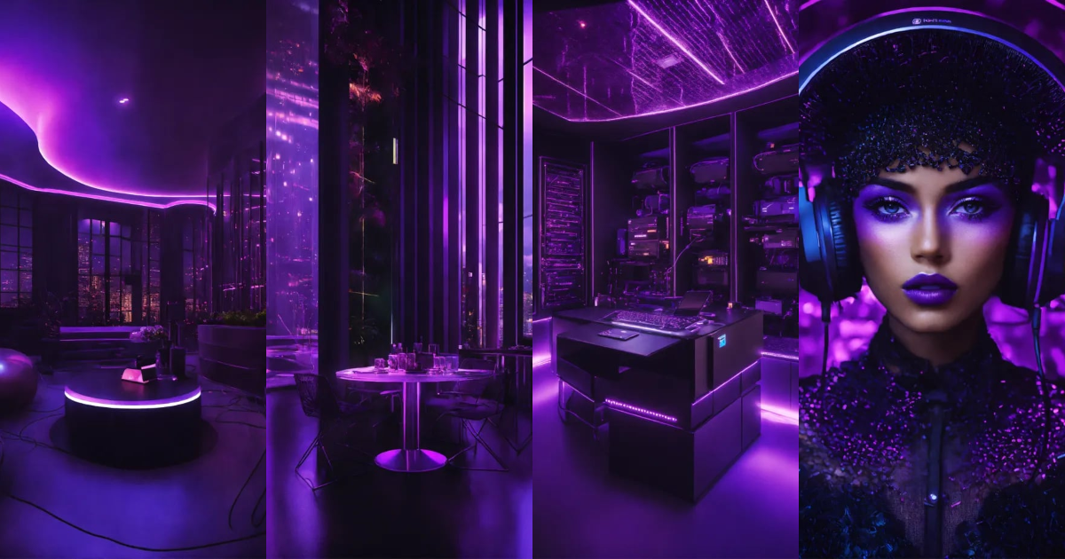 Lexica - Private networking, black purple theme, 8k