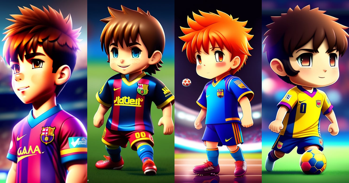 Lexica - Cartoon toy Kids leonel messi on football style anime