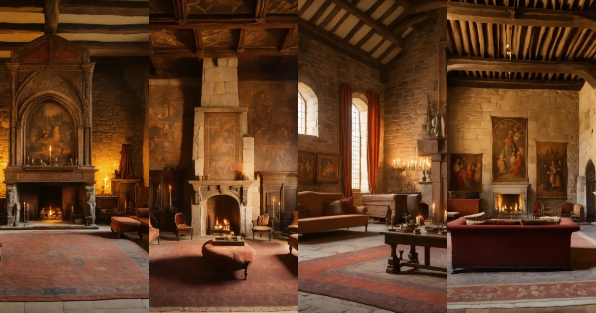 Lexica - A large medieval castle room, stone walls, with period ...