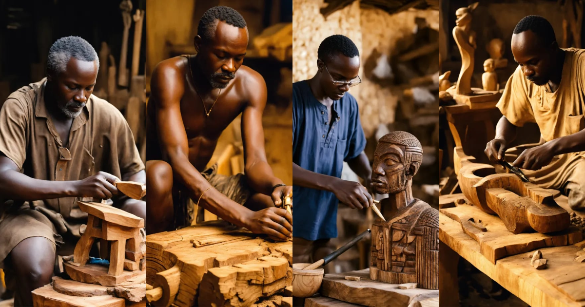 Lexica - African sculptor,African sculptor, a man carving wood