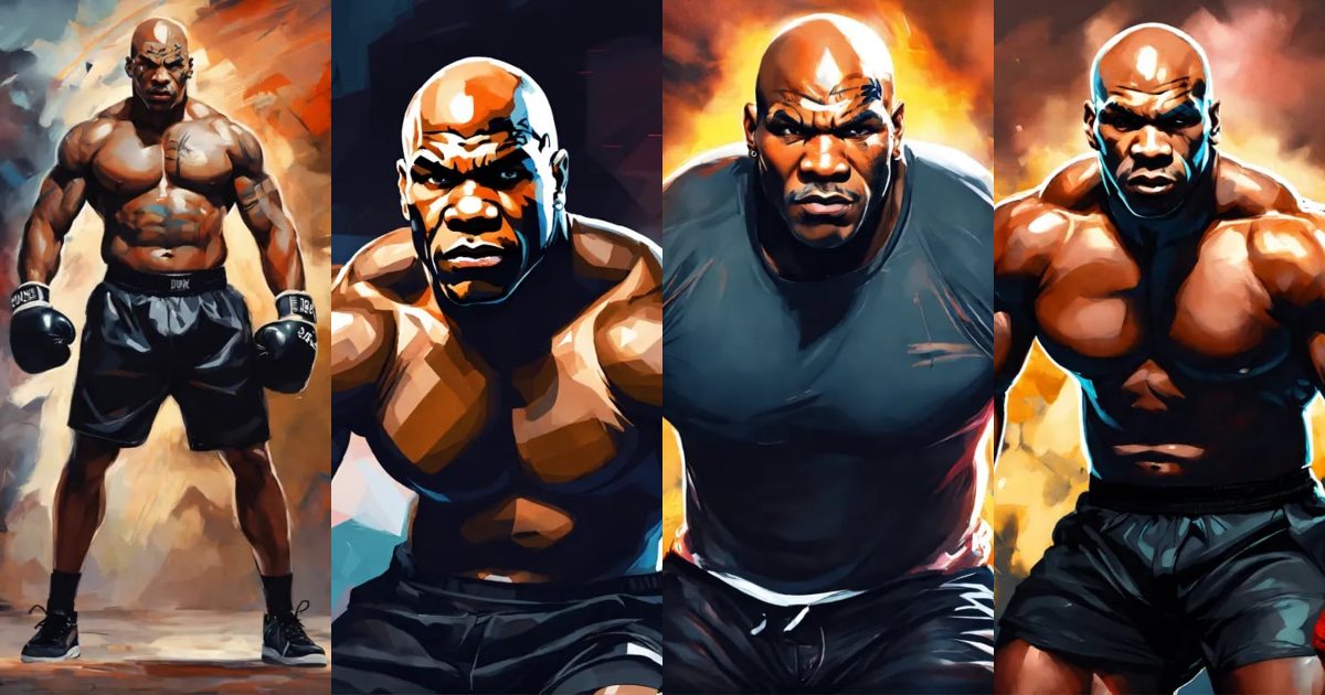 Lexica - Digital portrait of an anger muscular Mike Tyson with a bald ...