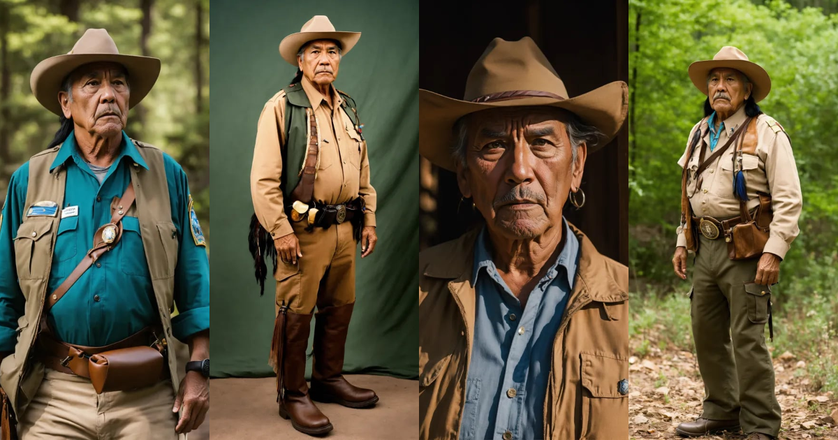 Lexica - Scared unique expressive old park ranger cherokee native ...