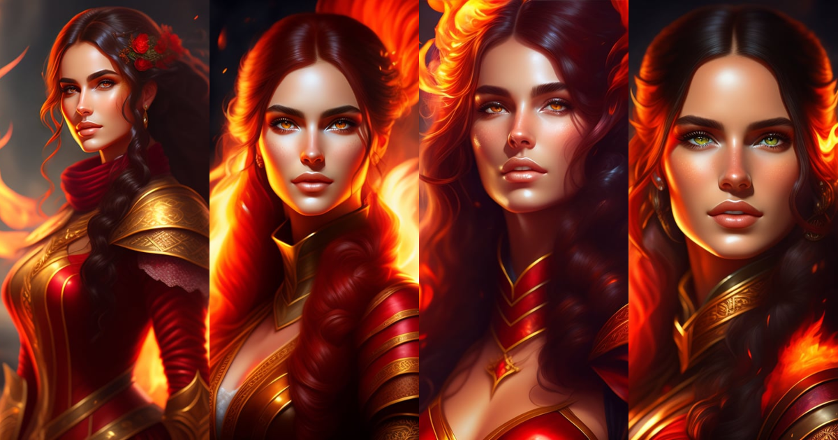 Lexica - Portrait of a beautiful woman surrounded by fire, portrait of ...
