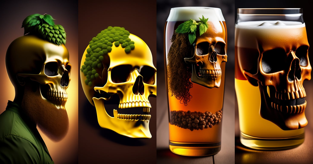 Lexica - Skull with beard made of hops