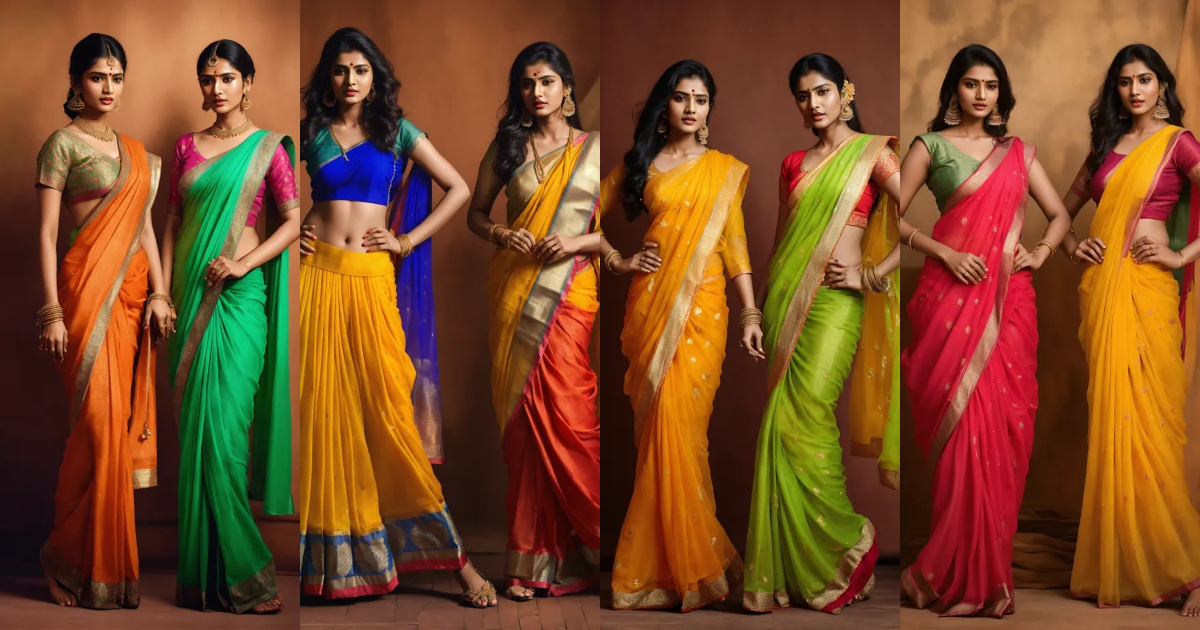 Lexica - Full body studio portrait of two models, one Maharashtrian ...