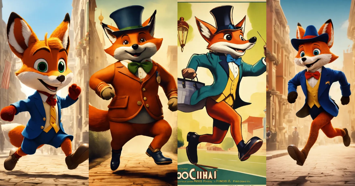 Lexica - The fox character from Pinocchio running as mayor, poster 1930 ...