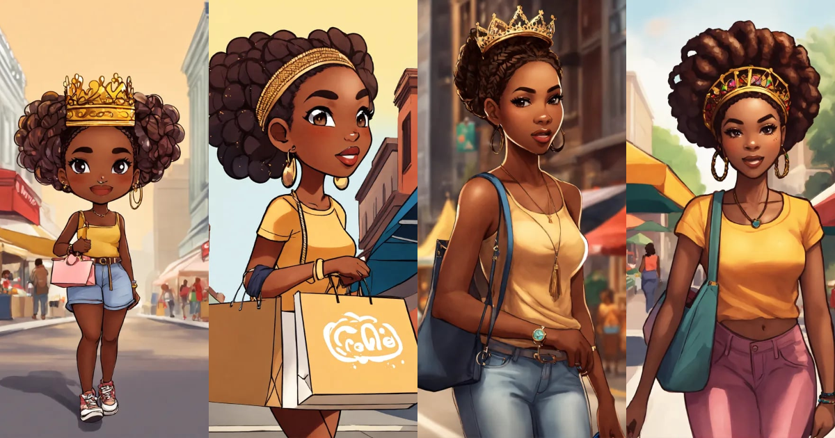 Lexica - Digital Illustration of a sassy Chibi African American woman ...