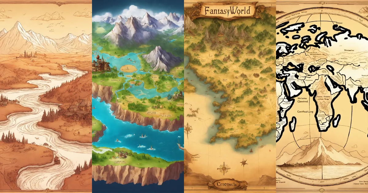 Lexica - Draw a Fantasy World map. Include 4 Continental, 3 oceans ...