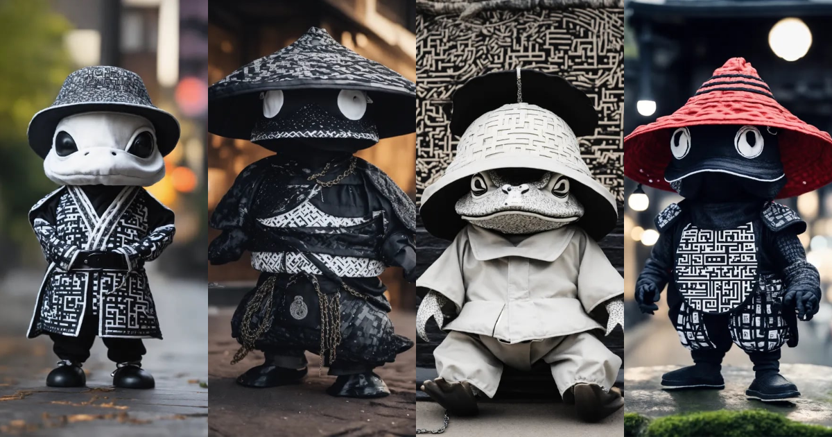 Lexica - A toad made out of a 3d black and white optical illusion, ying ...