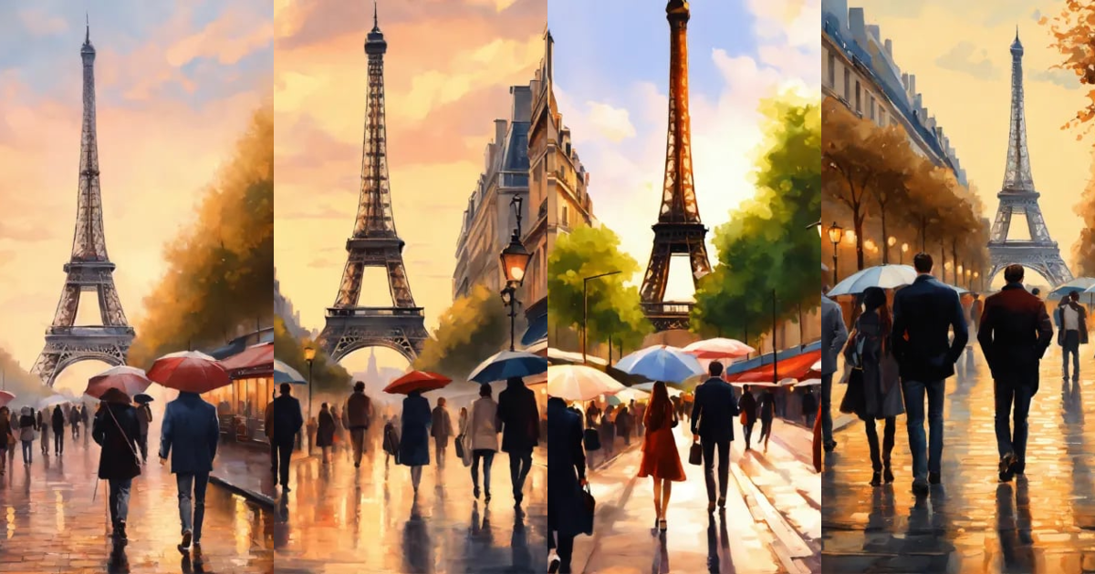 Lexica - Realistic canvas paintings of Paris city, People walking on ...