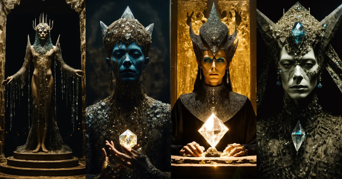 Lexica - Androgynous diamond entity, an aged David Bowie as a crystal ...