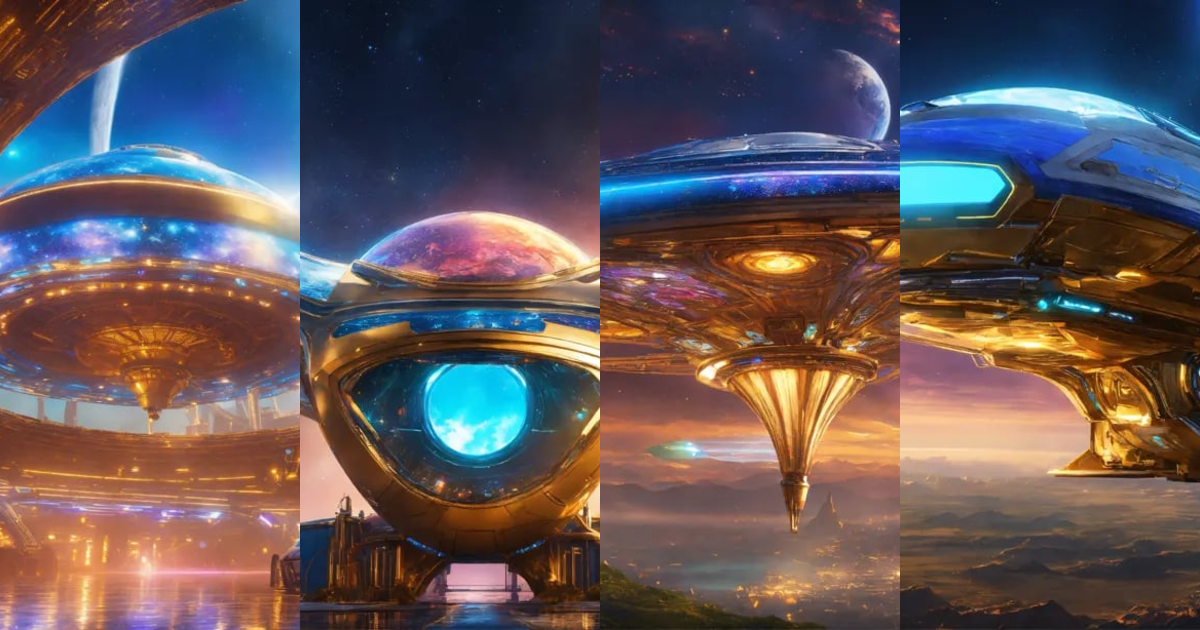Lexica - Futuristic spaceship,alien design,flying in starry space ...