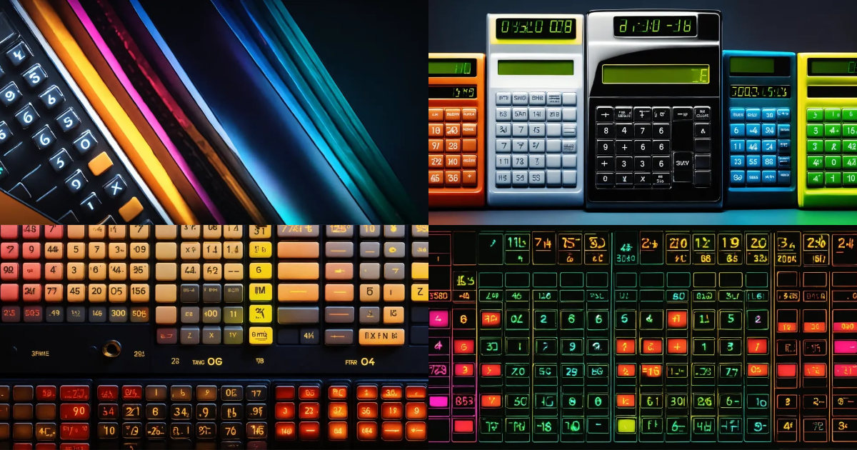 Lexica - Calculator. permutation. black background, shiny texture ...