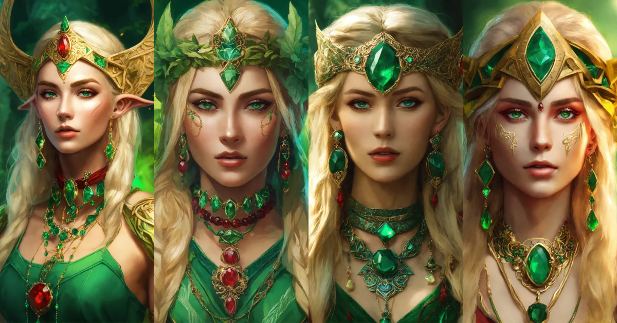 Lexica - A wise elven female shaman, blond hair, surrealistic style ...