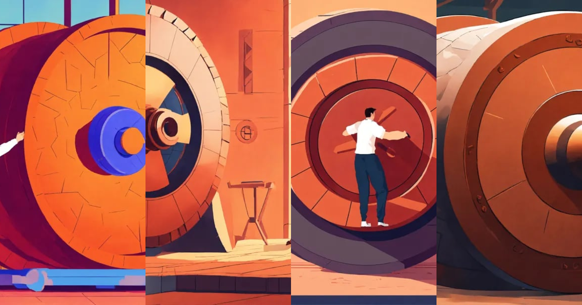 Lexica - Create an illustration featuring a massive wheel, resembling a ...