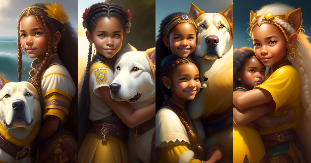 Lexica - A detailed portrait of a cute yellow skinned girl with two ...