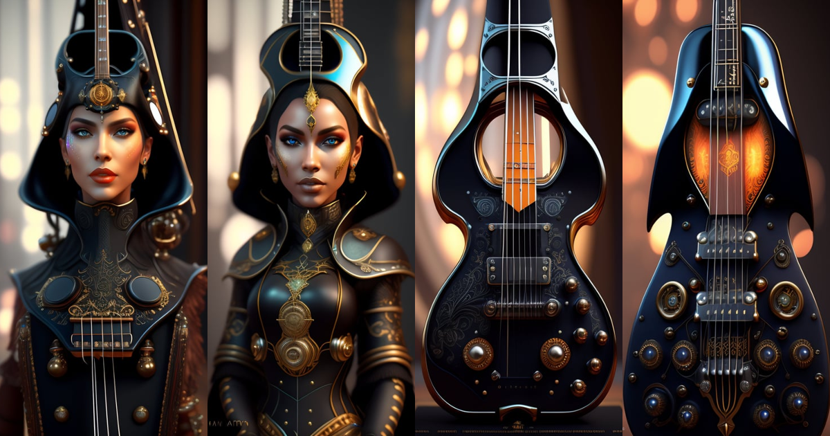 Lexica - Steampunk electric guitar, symmetry, hd, highly detailed ...