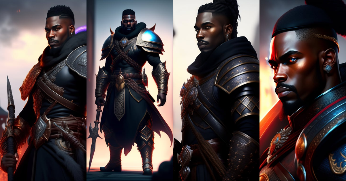 Lexica - Black cityguard, intimidating d & d character holding giant ...