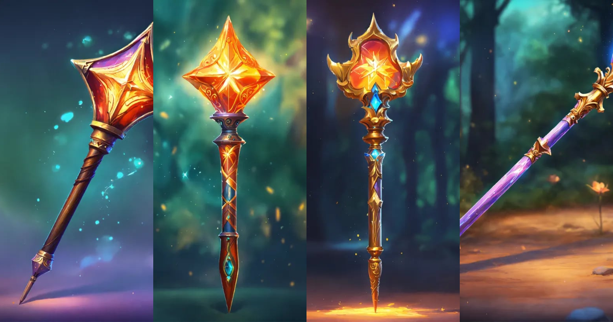 Lexica - Fantasy magic wand, isolate objects, realistic cartoon oil ...