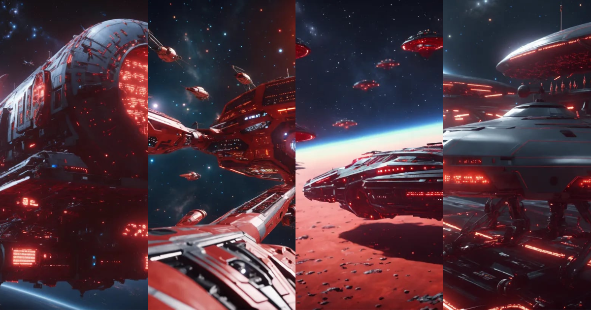 Lexica - Zoom out on fleet of long insect like bio-robotic alien space ...