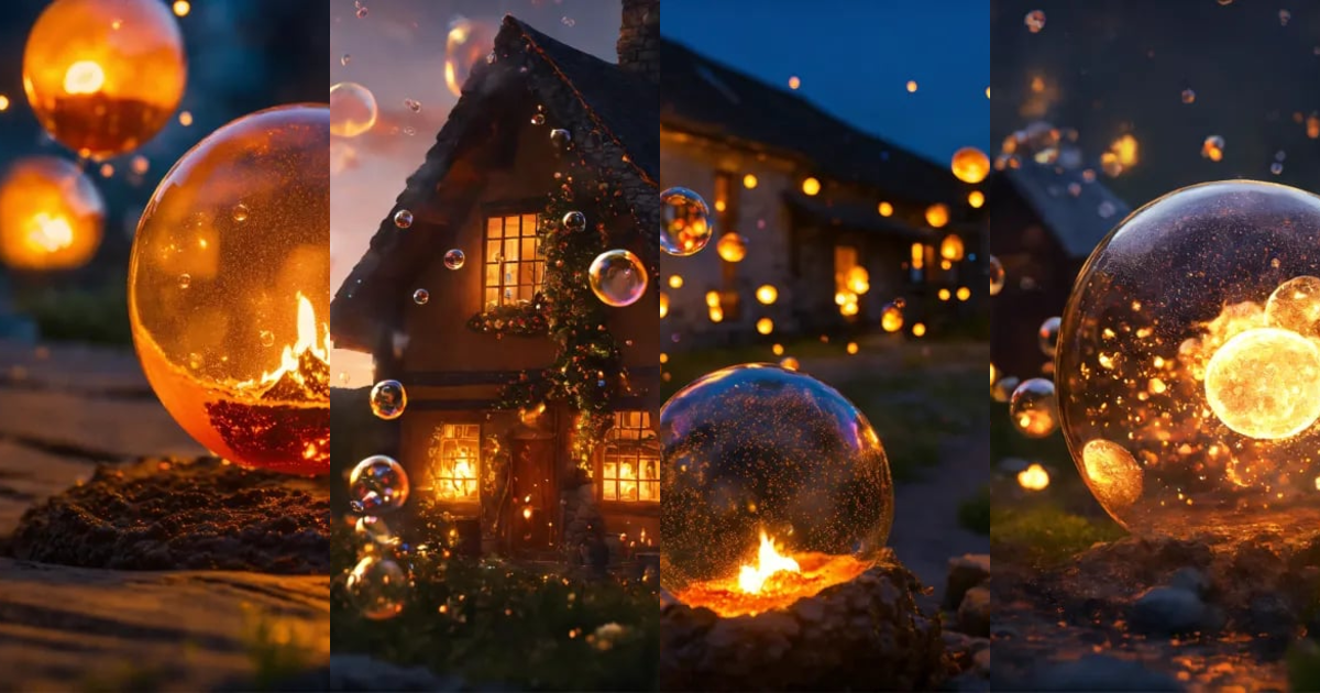 Lexica - Bubbles made from molten glass, lava bubbles, burning bubbles ...
