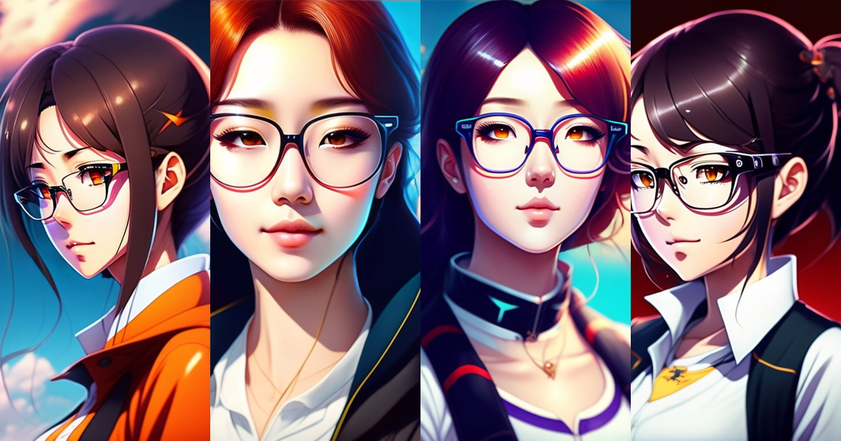 Lexica - 1girl, rimless glasses, forehead, anime style, Evangelion ...