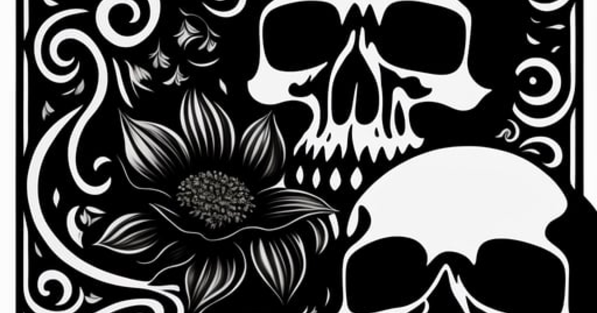 Lexica - A black and white drawing of skulls and flowers, by Ed Roth ...