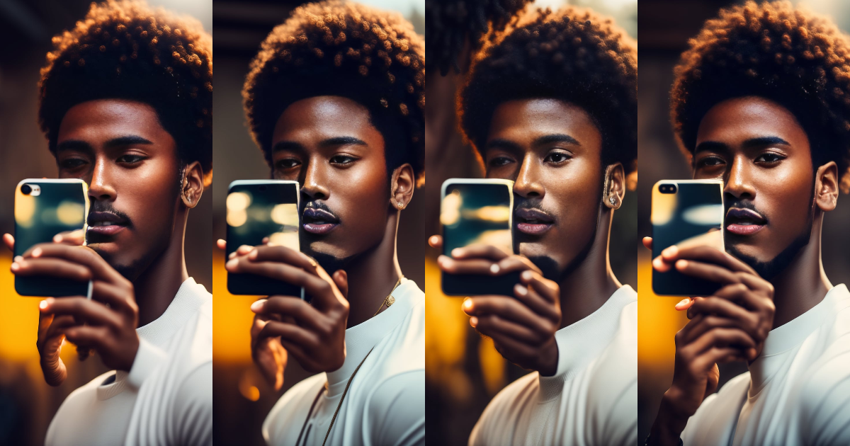 Lexica - A young man taking a selfie of himself with his iPhone