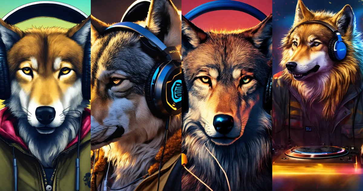 Lexica - DJ wolf with headphones and turn