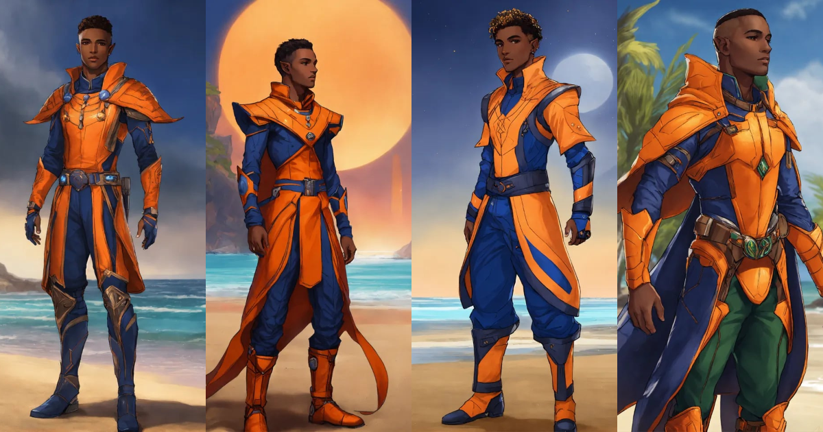 Lexica - Drawing of an elf, royalty, sci fi, cybernetic, orange and ...