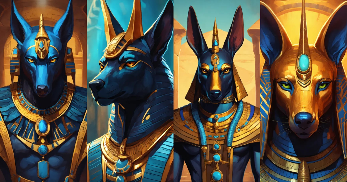 Lexica - Egyptian god Anubis, cartoon oil paint, 2D illustration style ...