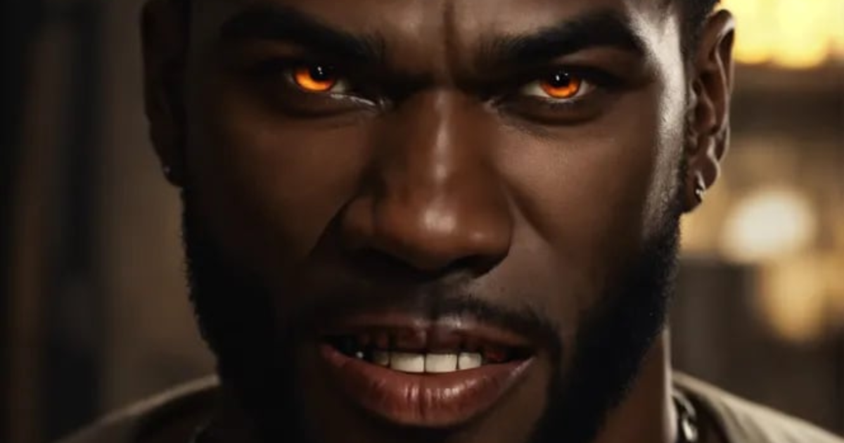 Lexica - Handsome, Black man, werewolf eyes, sharp teeth, ultra realistic