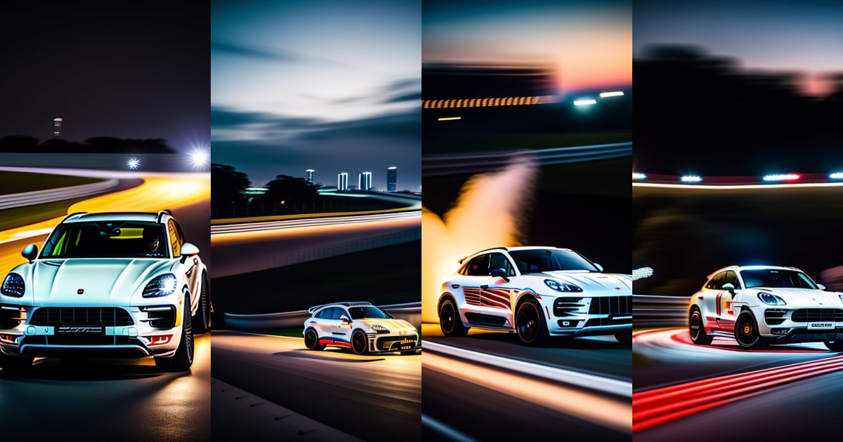 Lexica - Photo of white porsche macan driving on racetrack against ...